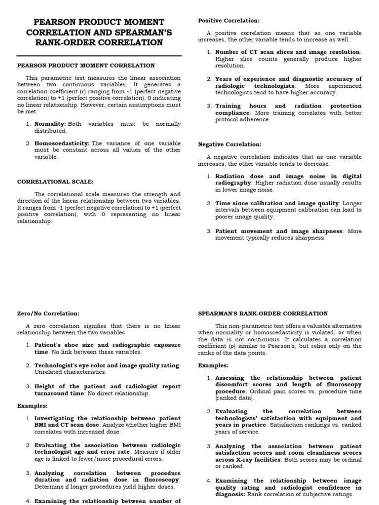 Correlation Analysis: Pearson & Spearman | PDF | Statistical Theory ...