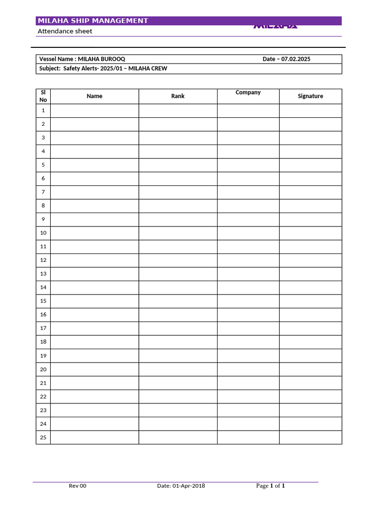 Attendance Sheet - SAFETY FLASH | PDF