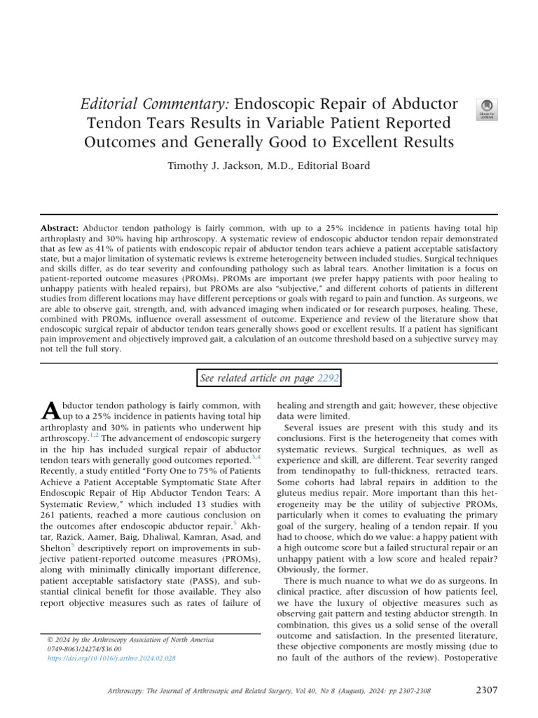 Em Editorial Commentary em Endoscopic Repair o | PDF | Clinical ...