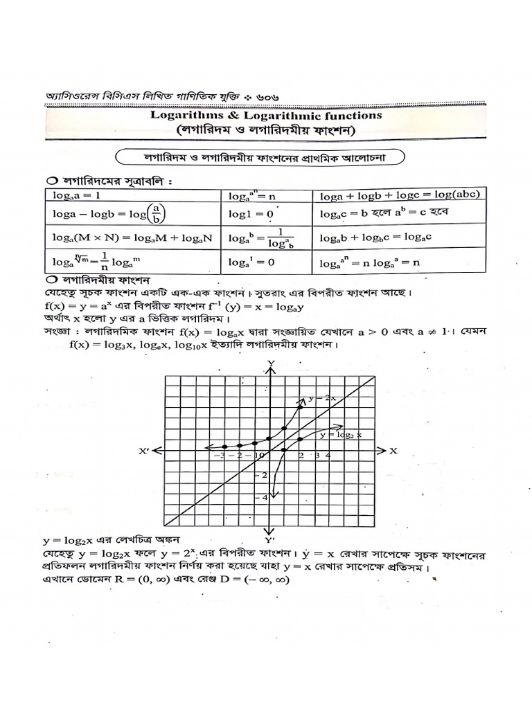 Logarithms And Logarithmic Functions Pdf