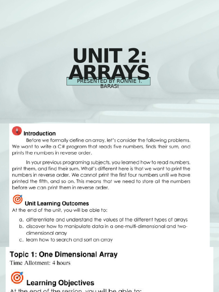 Dsa Unit 2 Arrays | PDF | Computing | Software Engineering
