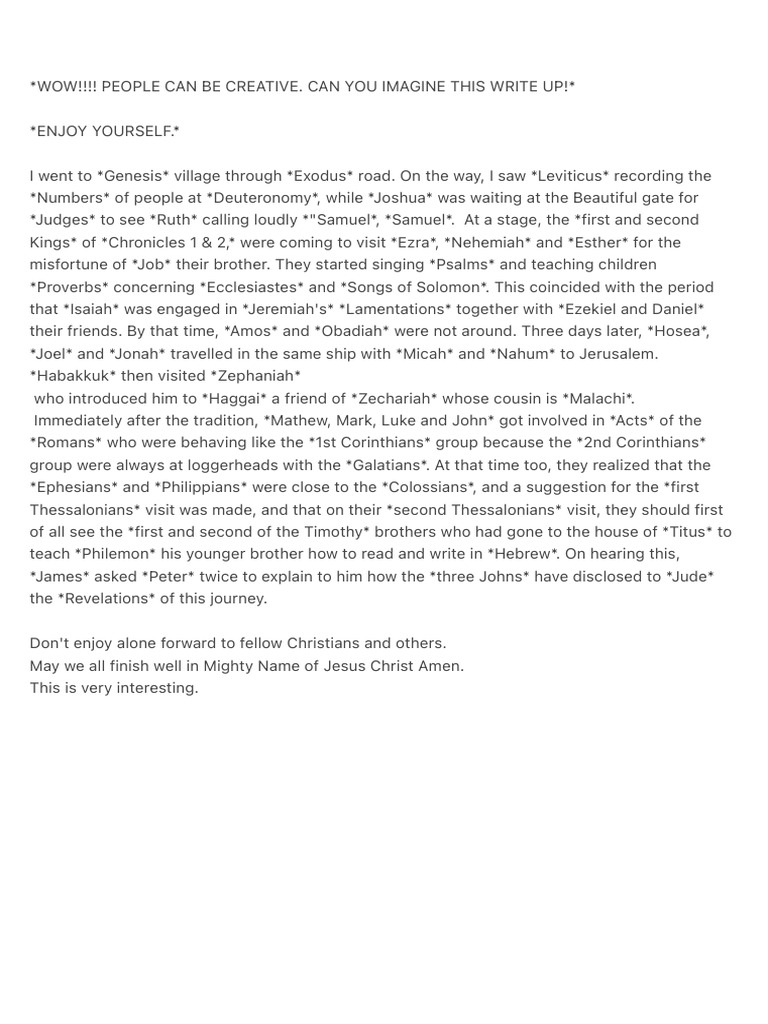 Wow!!!! People Can Be Creative. Can You Imagine This Write Up! | PDF