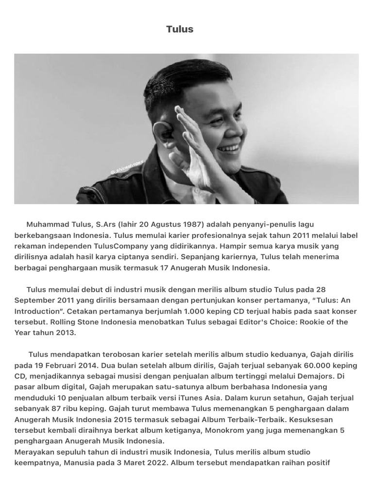 Tulus, Tugas Bhs Indo | PDF