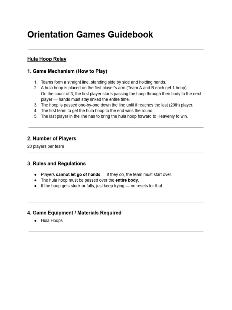 Orientation Games Guidebook | PDF