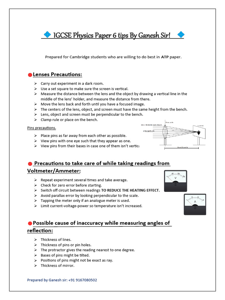IGCSE Physics Paper 6 Tips | PDF