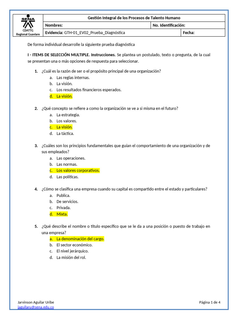 GTH-01 EV02 Prueba Diagnóstica | PDF | Business | Datos