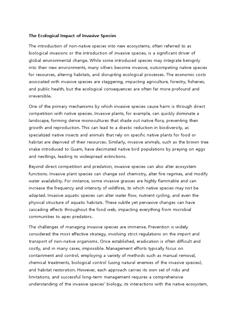 Ecological Effects of Invasive Species | PDF | Invasive Species | Ecology