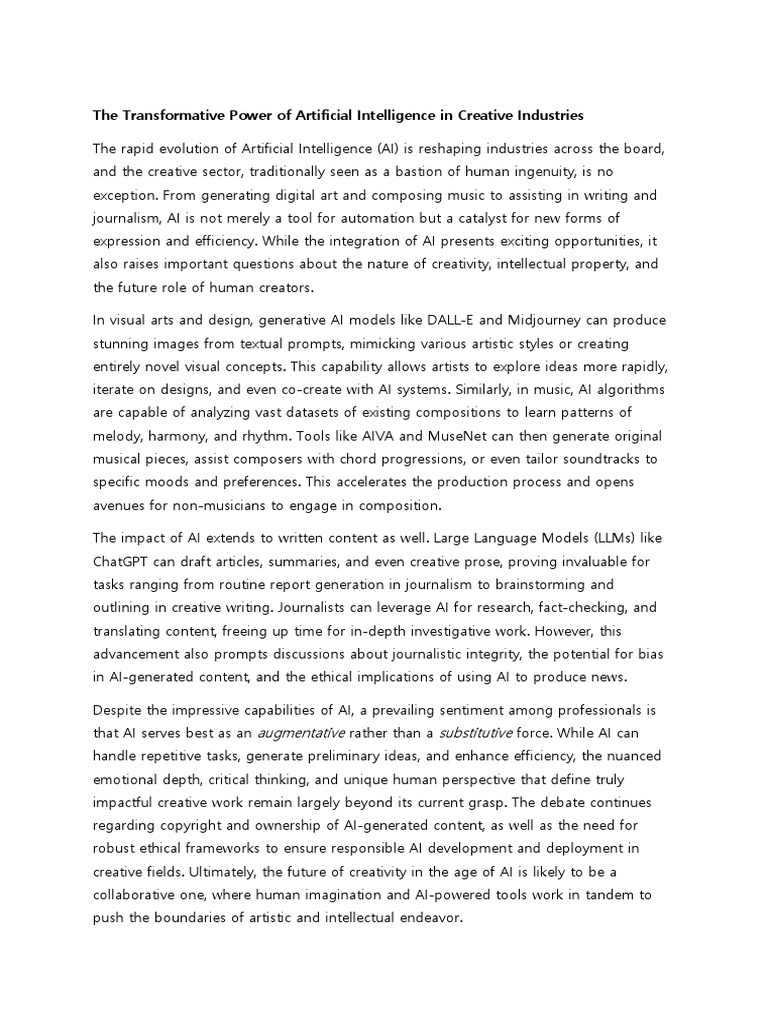 The Transformative Power of Artificial Intelligence | PDF | Artificial ...