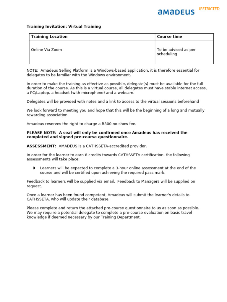 Pre Course Questionnaire Virtual Training Pdf Computing