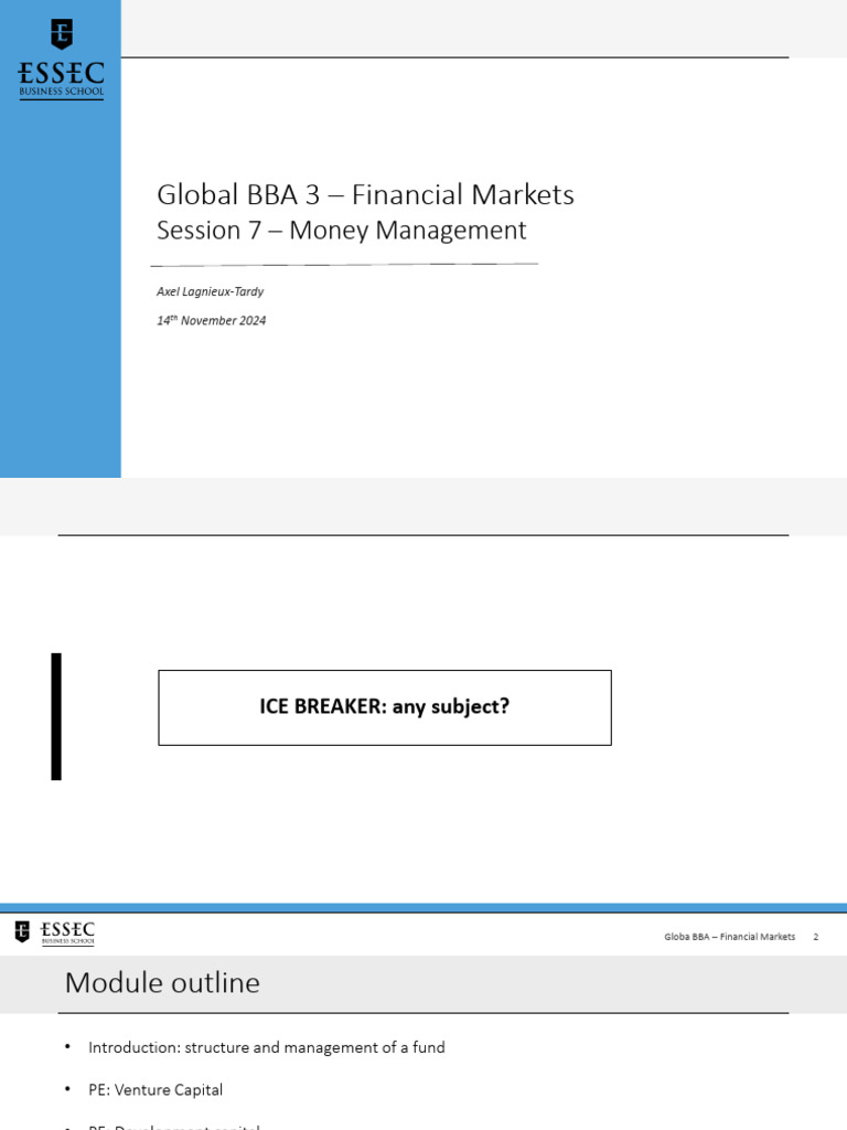 Session 8 - Money Management | PDF | Corporate Finance | Venture Capital