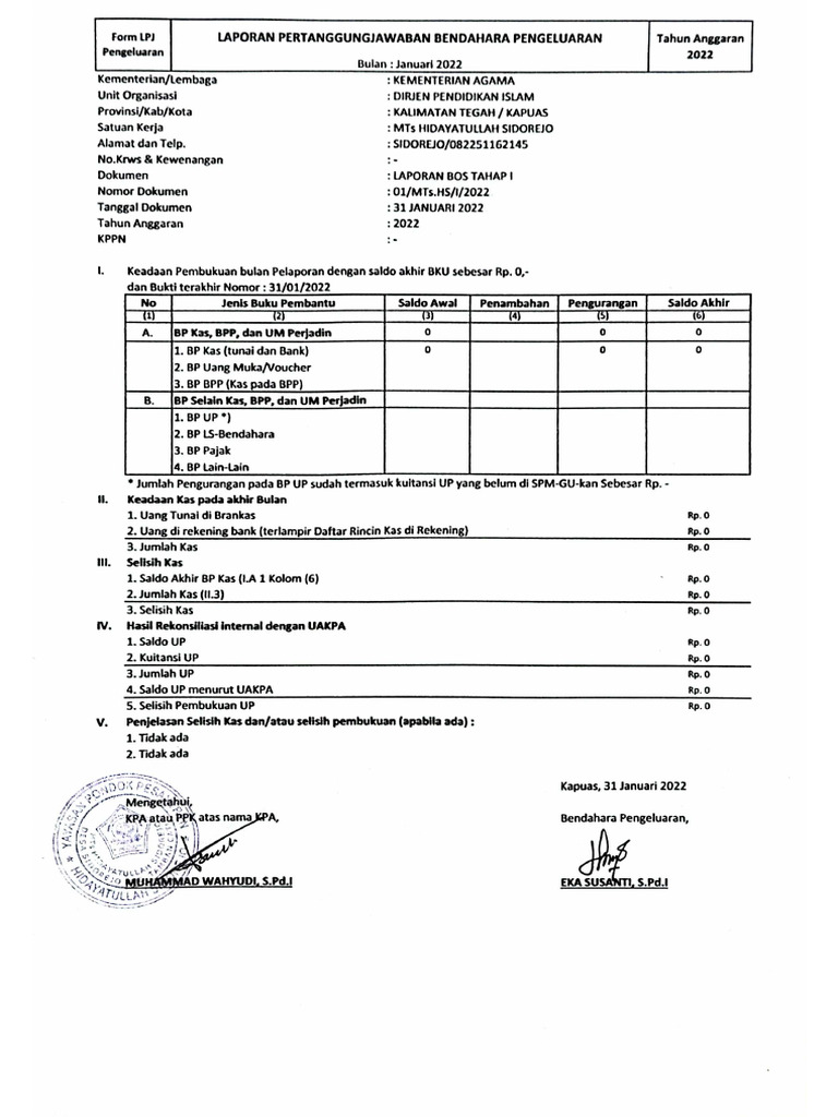 LPJ Tahap 1 Tahun 2022 | PDF