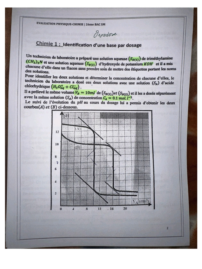 Exercice Sur Le Dosage Acido-Basique 2SM Avec Correction | PDF