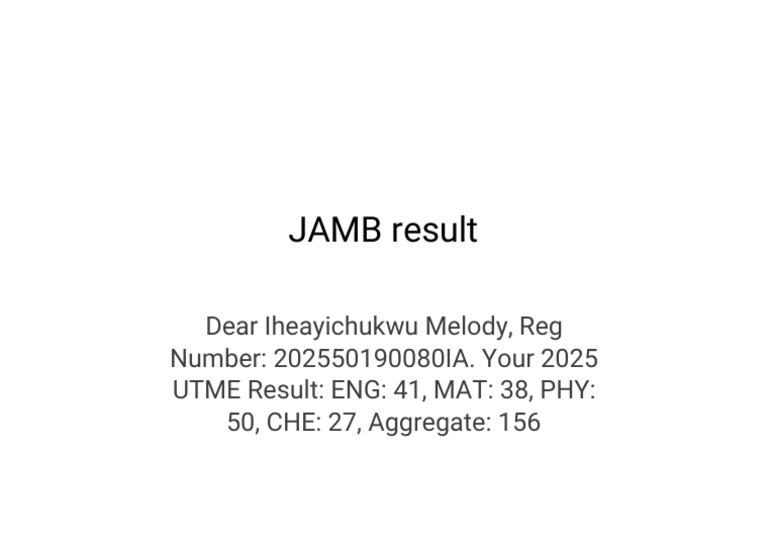JAMB Result 1 | PDF