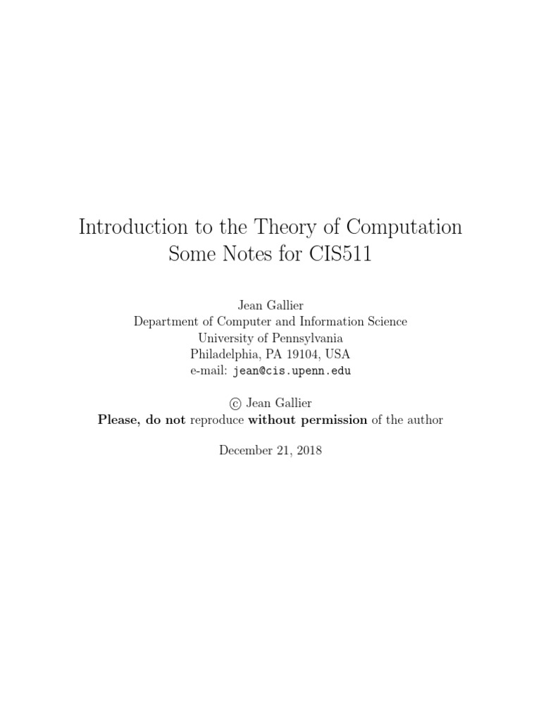 Introduction To The Theory of Computation | PDF | String (Computer Science) | Mathematical Logic
