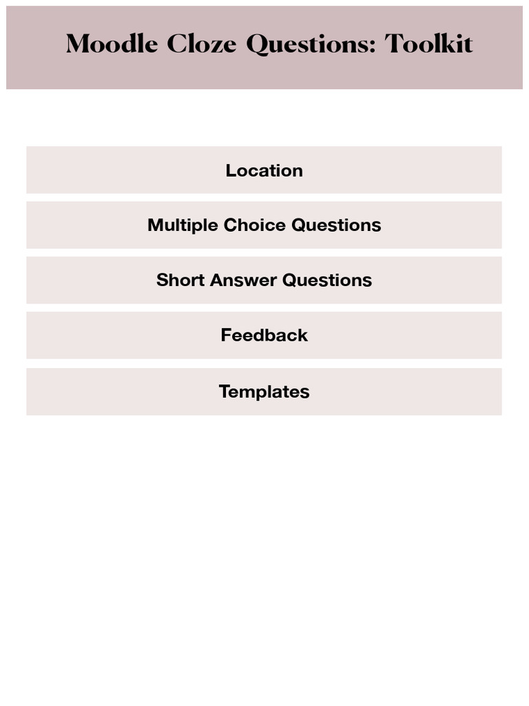 Moodle Cloze Questions Toolkit | PDF