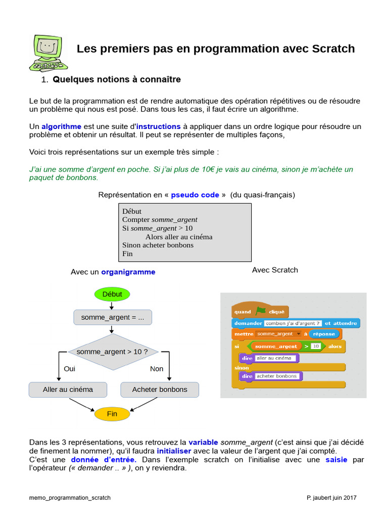 Introduction à la programmation Scratch | PDF | Structure de contrôle ...