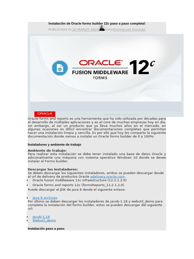 Instalación de Oracle Forms Builder 12c Paso A Paso Completa | PDF | Java (lenguaje de ...