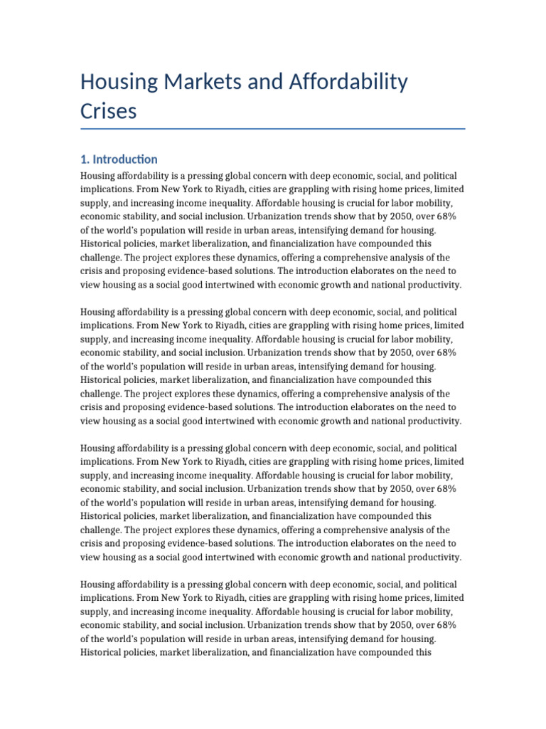 Housing Markets Affordability Crises Complete Majed | PDF | Affordable ...