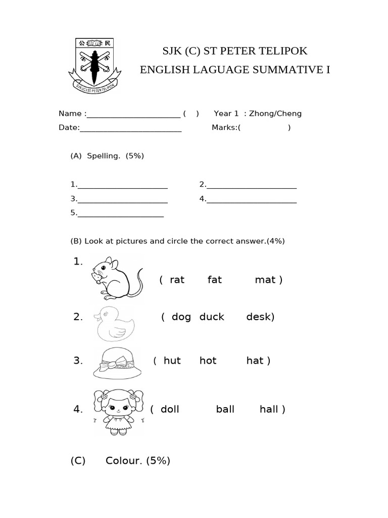 Summative Year 1 | PDF