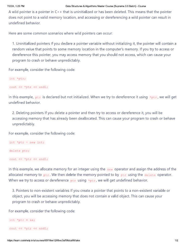 Wild Pointers CPP Week 6 | PDF