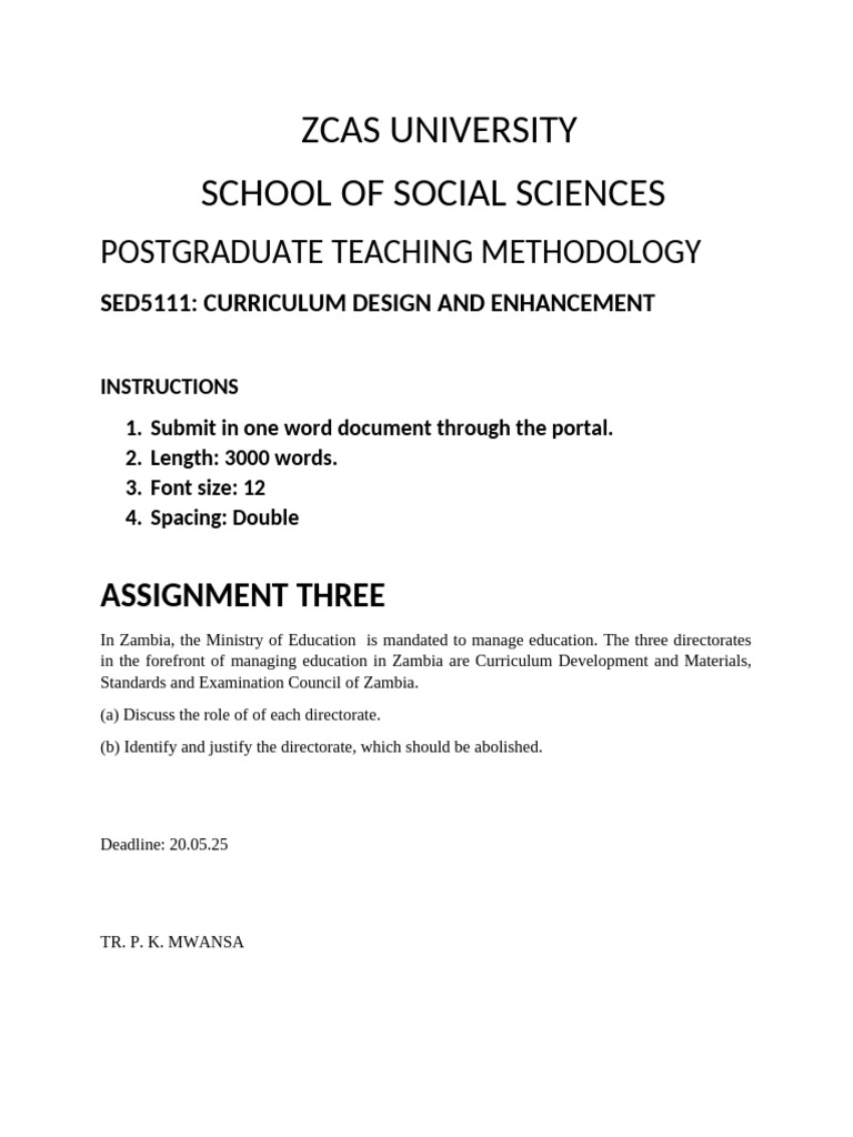 Sed5111 Curriculum Design and Enhancement Assignment Three 2025 | PDF