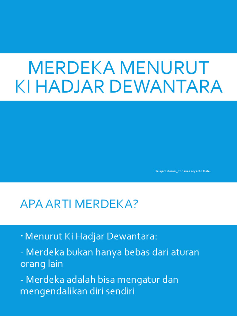 Pengertian Manusia Merdeka Ki Hajar Dewantara | PDF