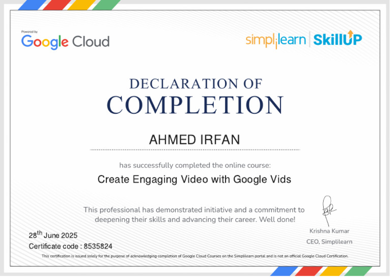 Simplilearn Certificate | PDF