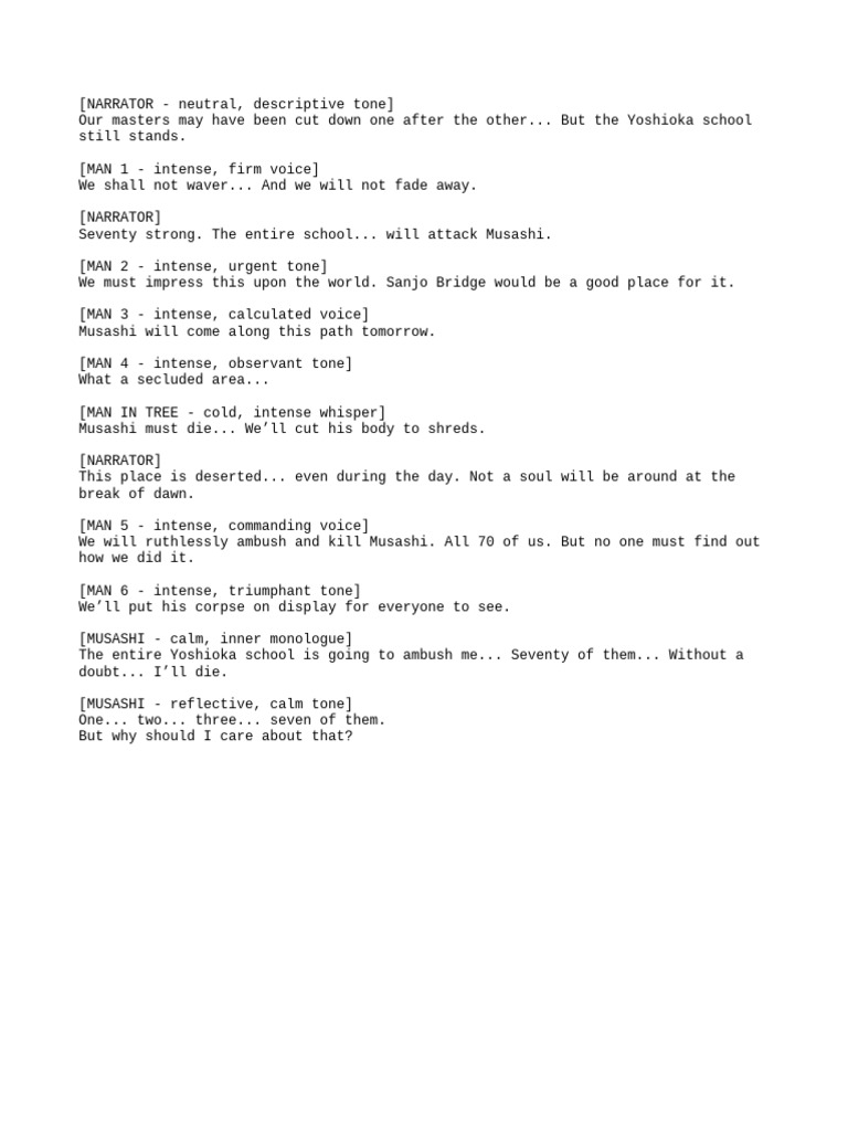 Musashi Ambush Script | PDF