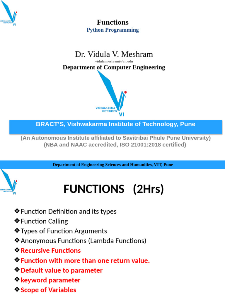 Section 2 Part 2 Functions Lecture 2 | PDF | Parameter (Computer ...