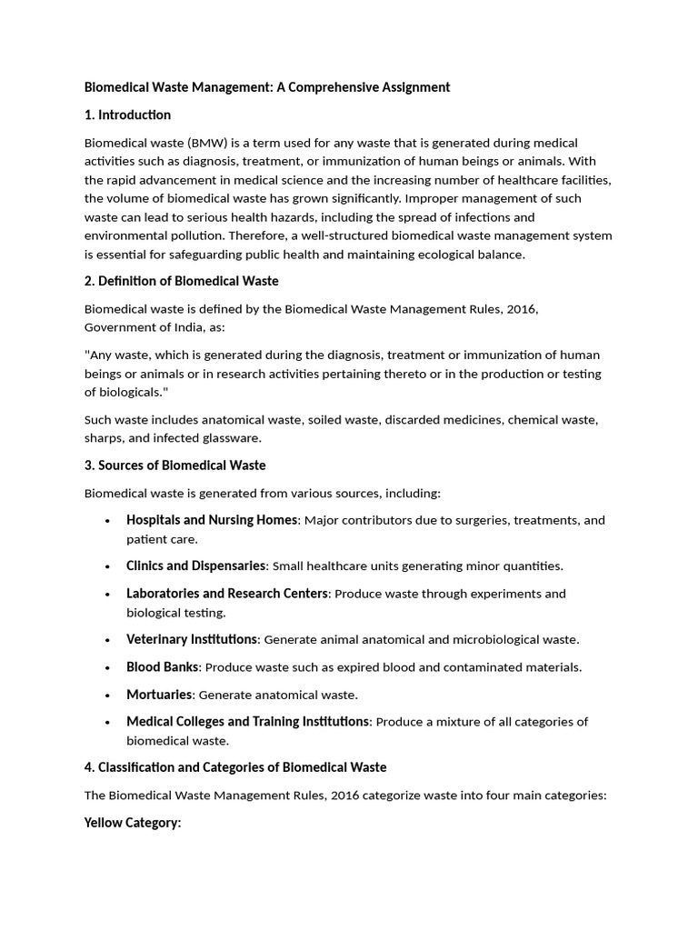 Biomedical Waste Management - Assignment | PDF | Waste | Health Care