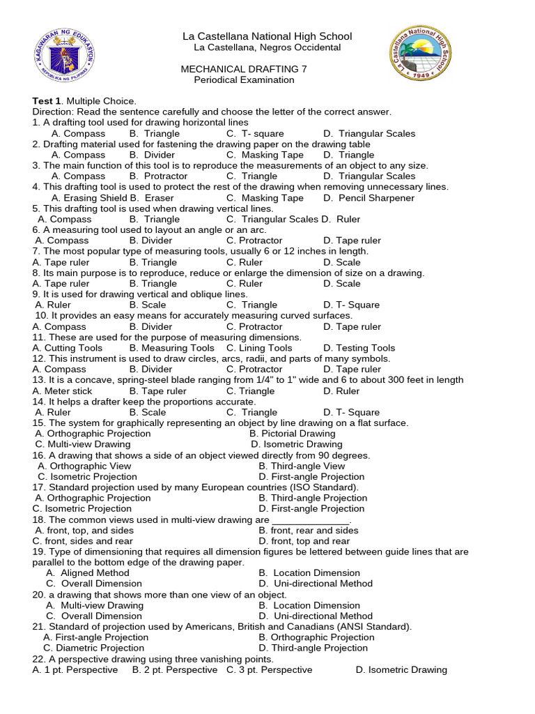 Mechanical Drafting Periodical Exam | PDF | Geometry | Technical Drawing