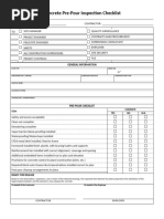 Concrete Pre-Pour Inspection Checklist | PDF | Concrete | Economic Sectors