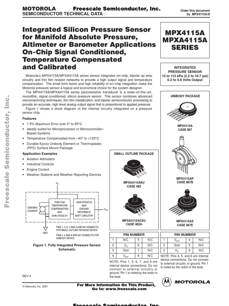 MPX4115 (Sensor Presion) | PDF | Sensor | Electronic Circuits