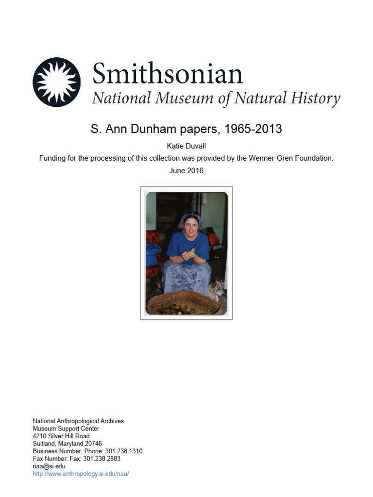 S. Ann Dunham Papers Overview | PDF