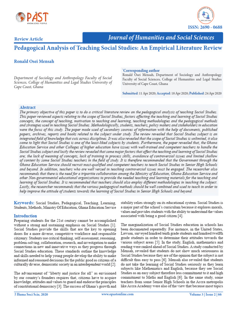 Pedagogical Review of Social Studies Teaching | PDF | Learning | Teachers