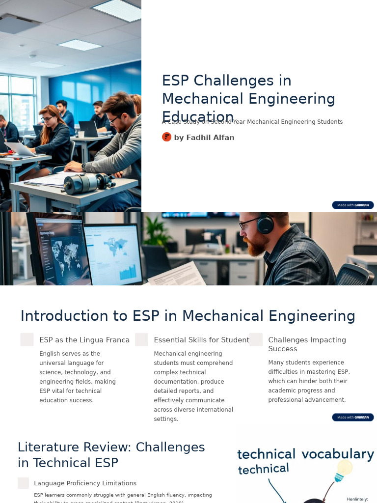 ESP Challenges in Mechanical Engineering Education | PDF | Cognition ...