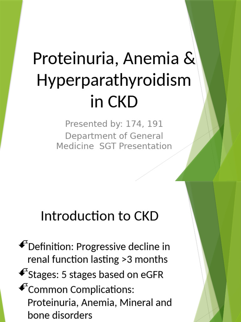 Proteinuria Anemia HPT in CKD Presentation | PDF