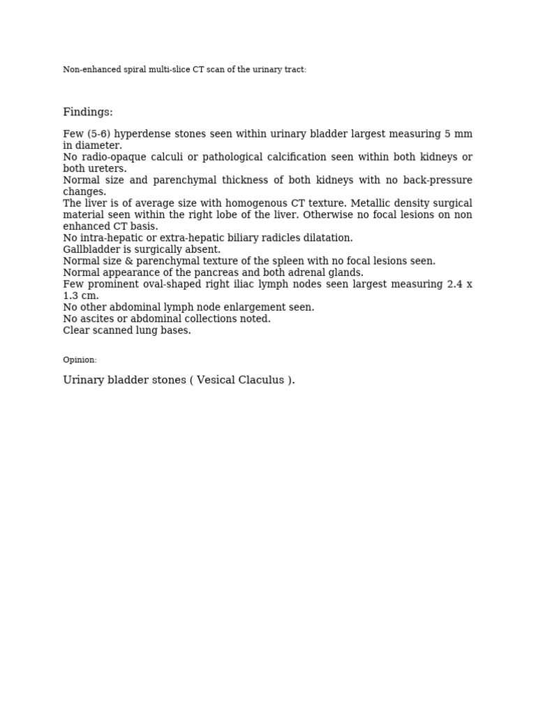 CT KUB Vesicle Calculus | PDF