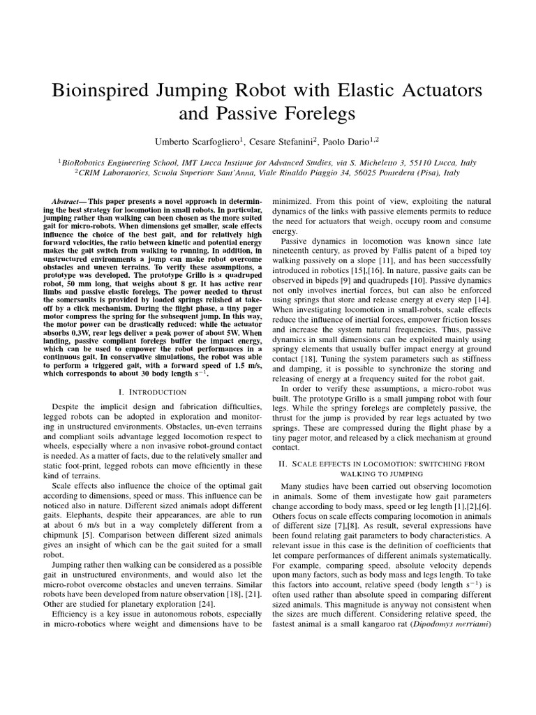 Jumping Robot with Elastic Actuators | PDF | Walking | Force
