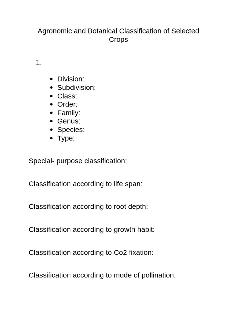 Crop Classification: Agronomic & Botanical | PDF | Agronomy | Botany