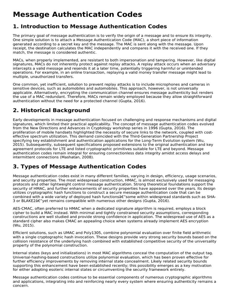 Message Authentication Codes | PDF | Cryptography | Military Communications