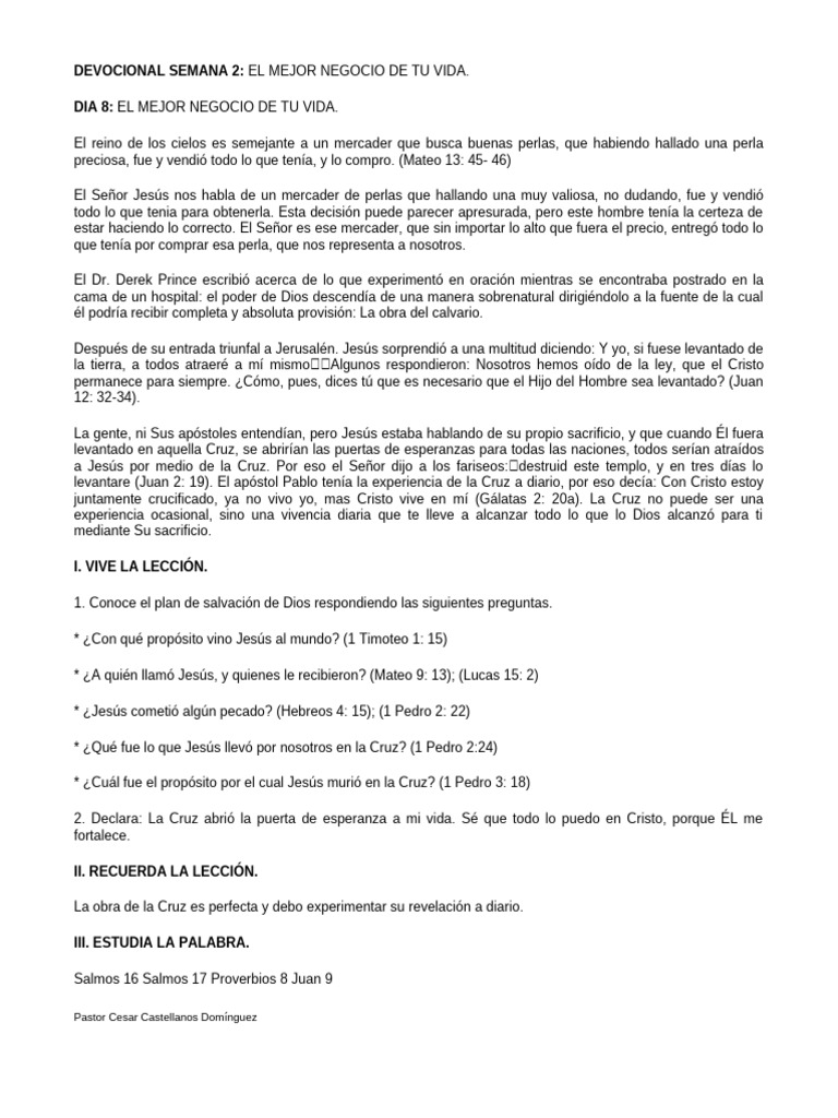 Devocional Semana 2. Definitiva 20-05-2016 | PDF | Cristo (título) | Amor