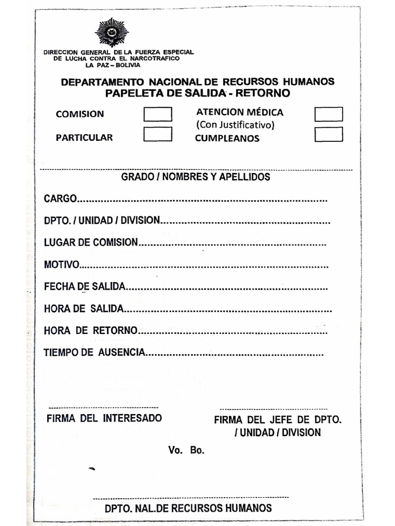 Papeleta de Salida | PDF