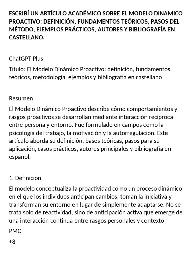 Modelo Dinámico Proactivo: Conceptos y Aplicaciones | PDF | Sicología ...