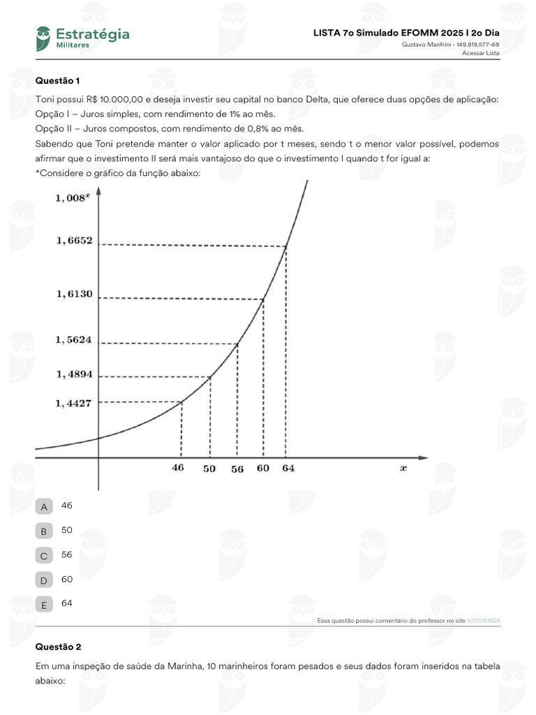 Simulado Efomm 2025 Dia 2 | PDF | Física