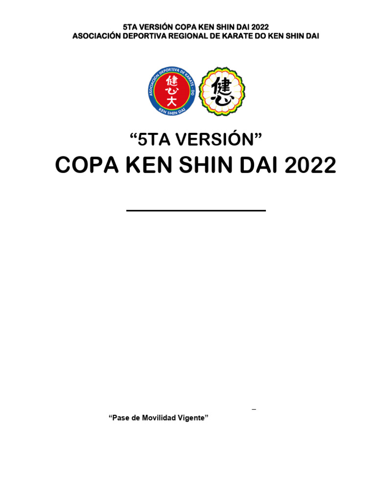 Bases y Categorías - 5ta Versión Copa Ken Shin Dai 2022 | PDF | Kárate ...