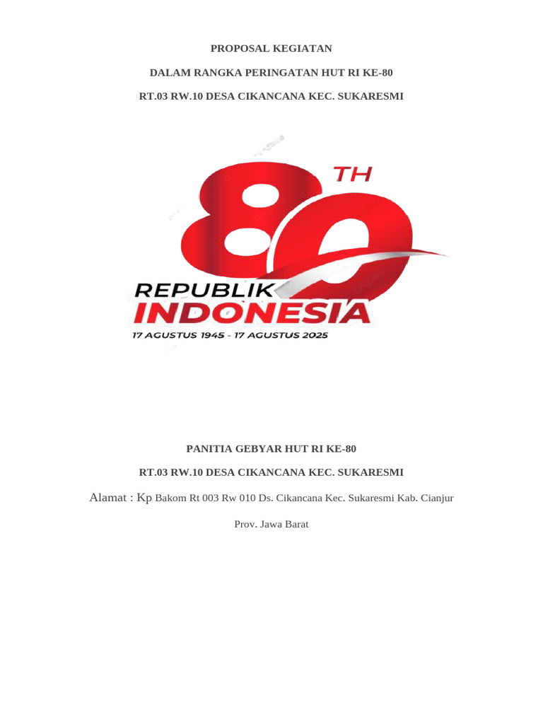Proposal HUT RI ke-80 Cikancana | PDF