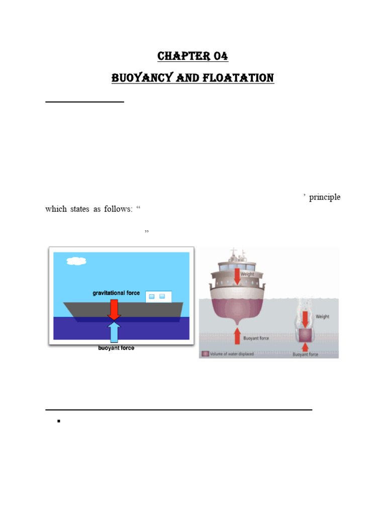 Buoyancy and Floatation Principles Explained | PDF | Buoyancy ...