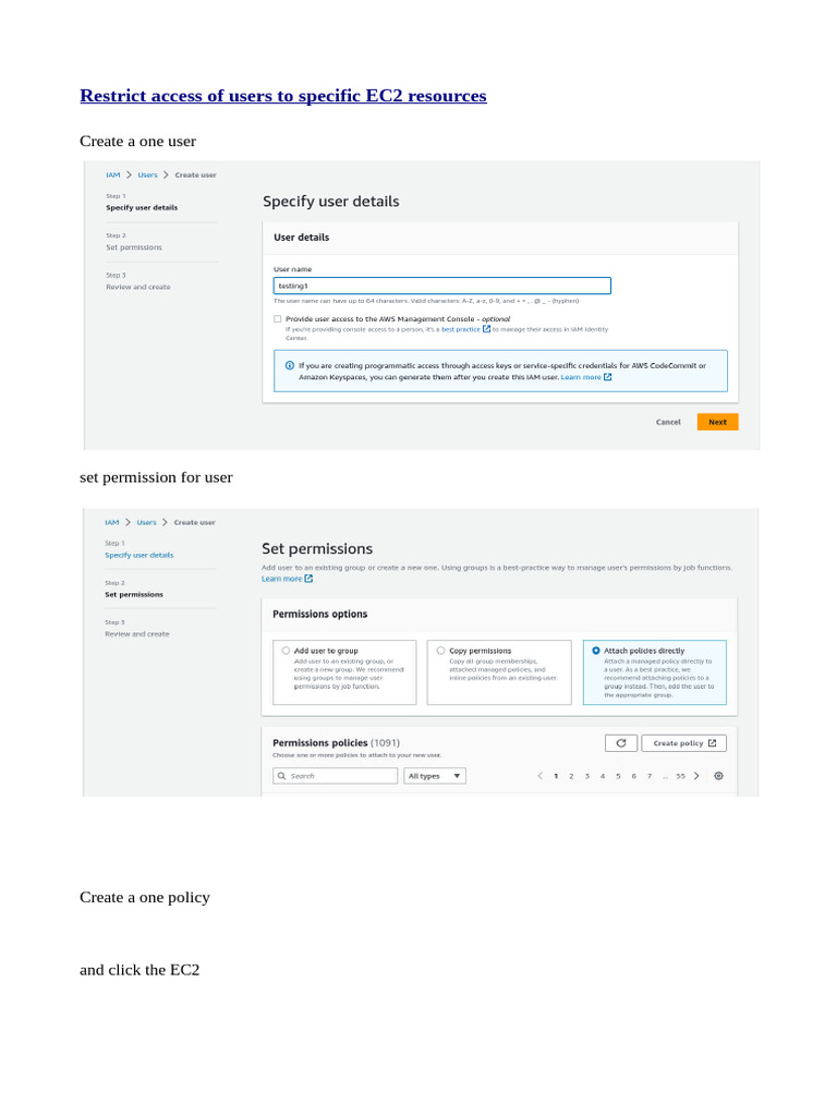 EC2 User Access Restriction Guide | PDF
