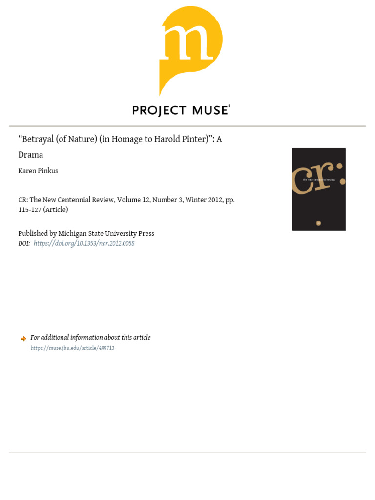 "Betrayal (Of Nature) (In Homage To Harold Pinter) " A | PDF